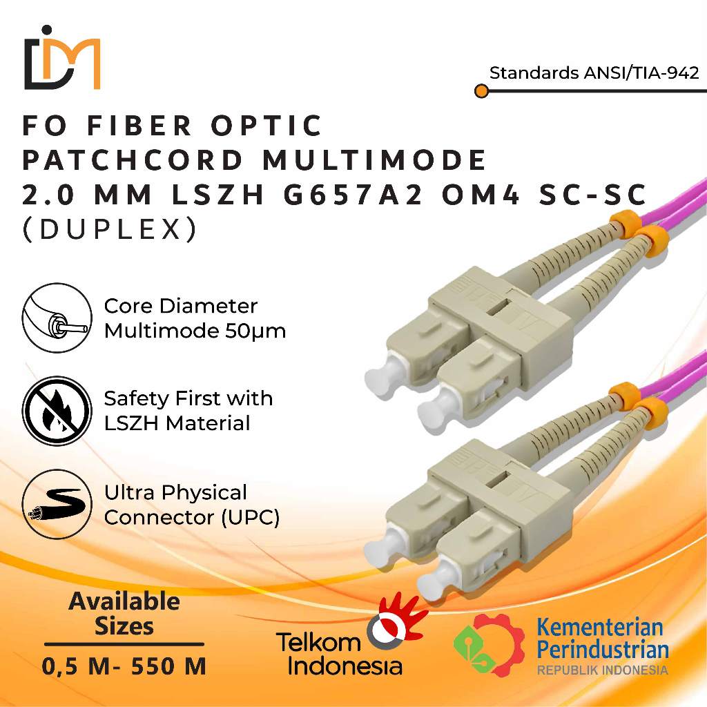 Jual FO Fiber Optic Patchcord Multimode 2.0 MM LSZH G657A2 OM4 - 2 ...