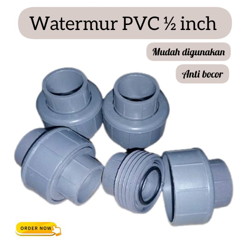 Jual Watermur Pipa PVC 1/2" Watermur Socket Union Sambungan Pipa Stop ...