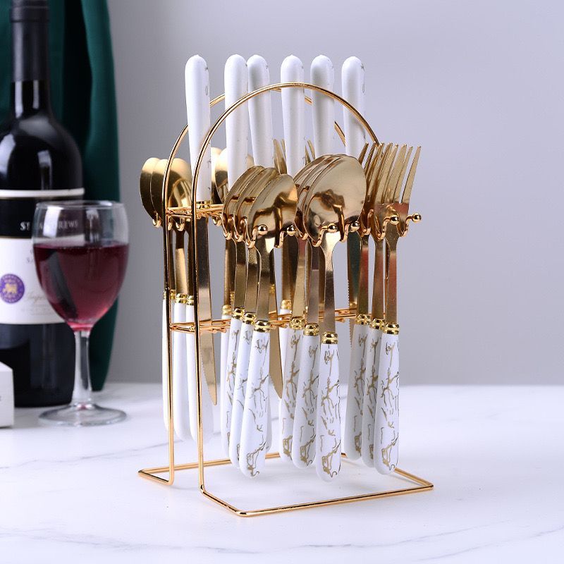 Jual Cutlery Set Marble Peralatan Makan Sendok Garpu Motif Marble ...