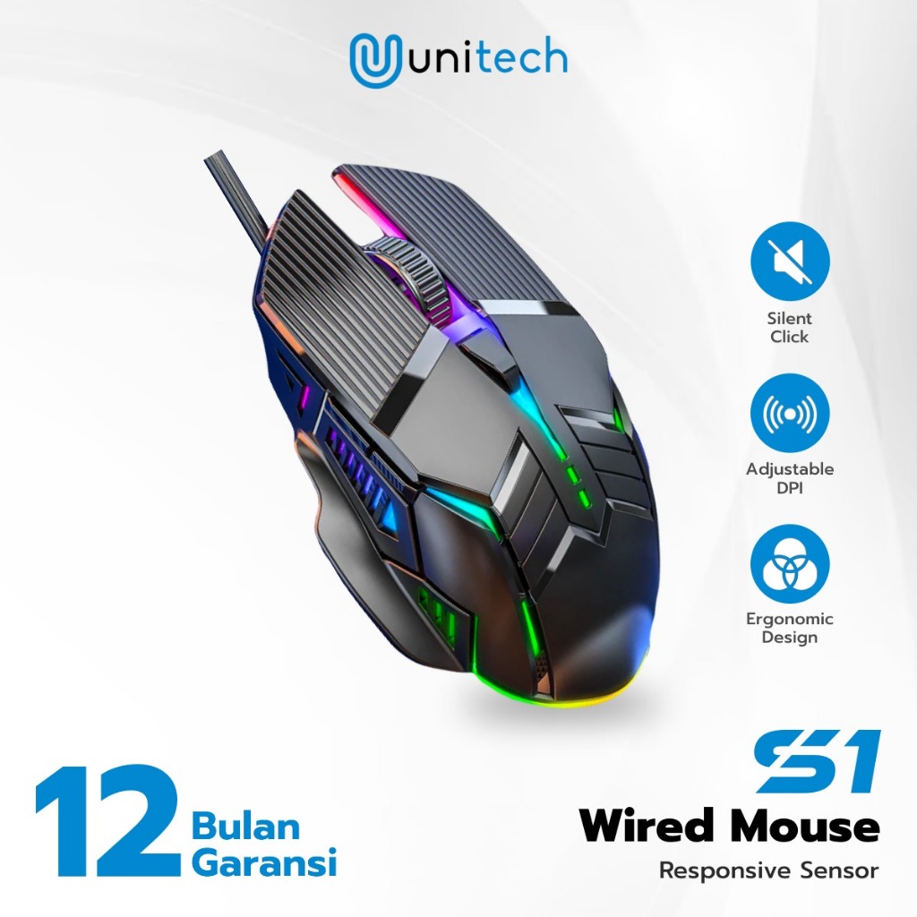 Jual Mouse Gaming Unitech Mecha S1 Wired | 3200 DPI | High End Sensor ...