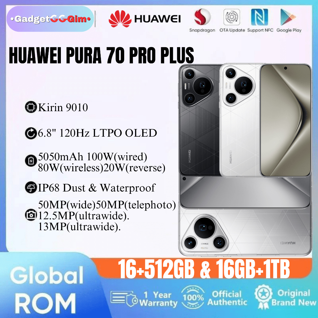 Jual Huawei Pura 70 Pro Plus 5G Kirin 9010 120Hz 5050mAh 100W IP68 BNIB Garansi Resmi 1 Tahun HP ...