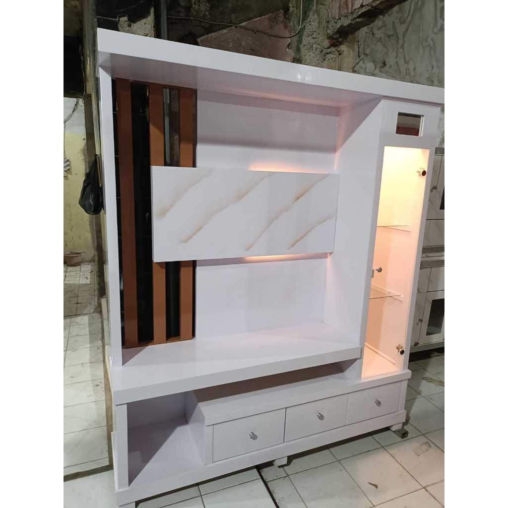 Jual Lemari tv partisi / Bupet Tv minimalis lampu / Meja TV Murah ...