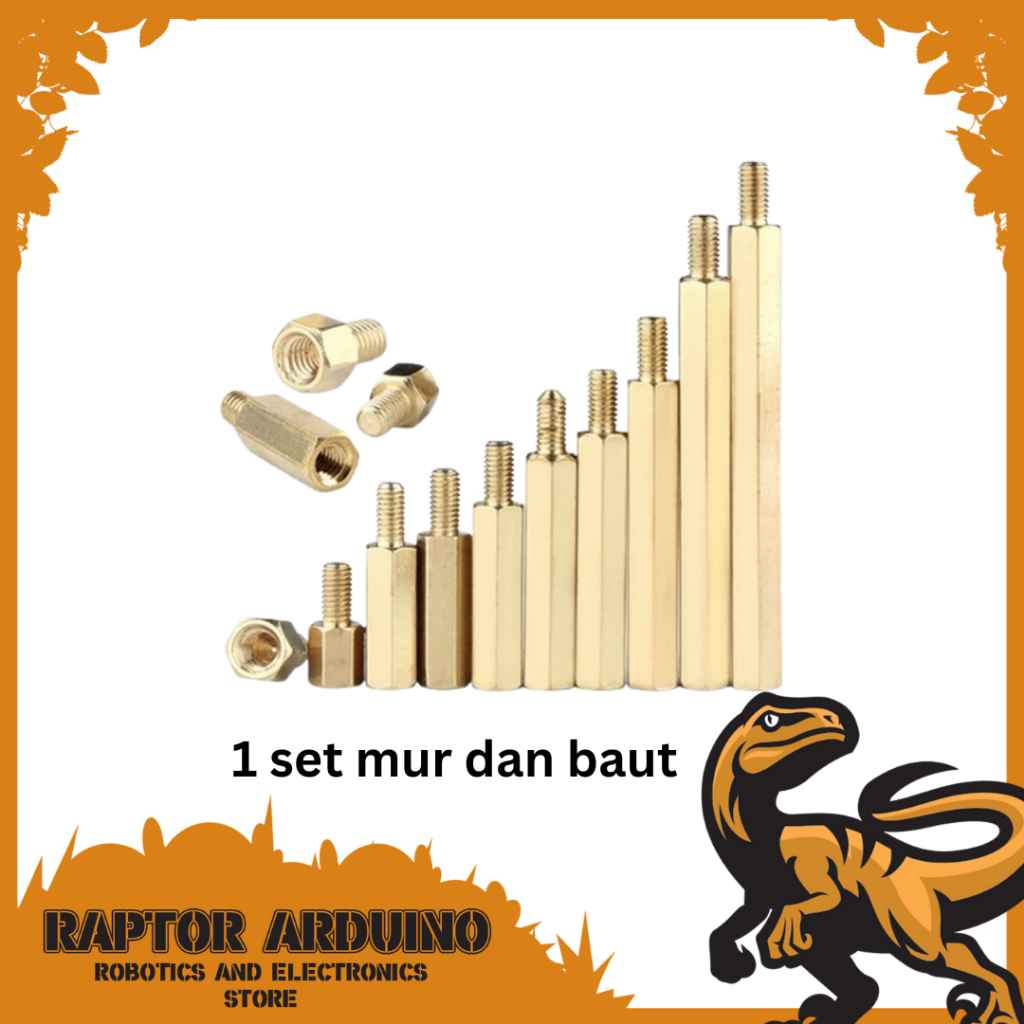 Jual 1 Set Spacer kuningan M3x10+6 MF 10mm Standoff Baut Pilar ...