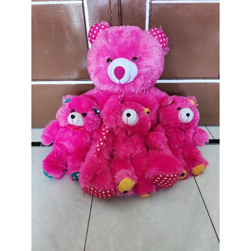 Jual TERBARU Boneka paket Teddy bear jumbo syall beranak 3 induk 70cm 1 ...