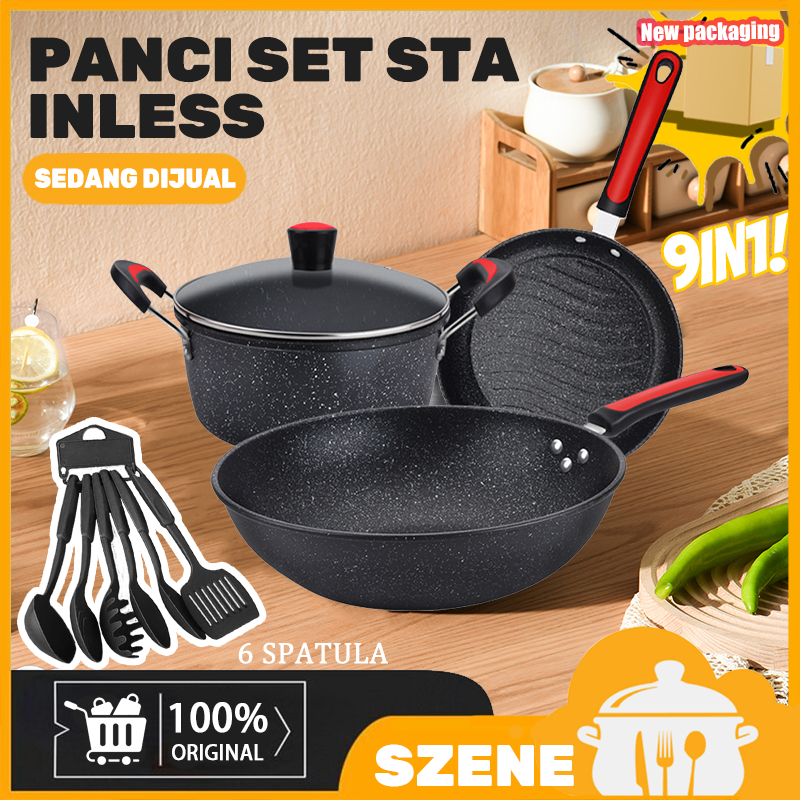 Jual Panci Wajan Teflon Set Panci Teflon Penggorengan Set 3 Pcs Pans Pots | Shopee Indonesia