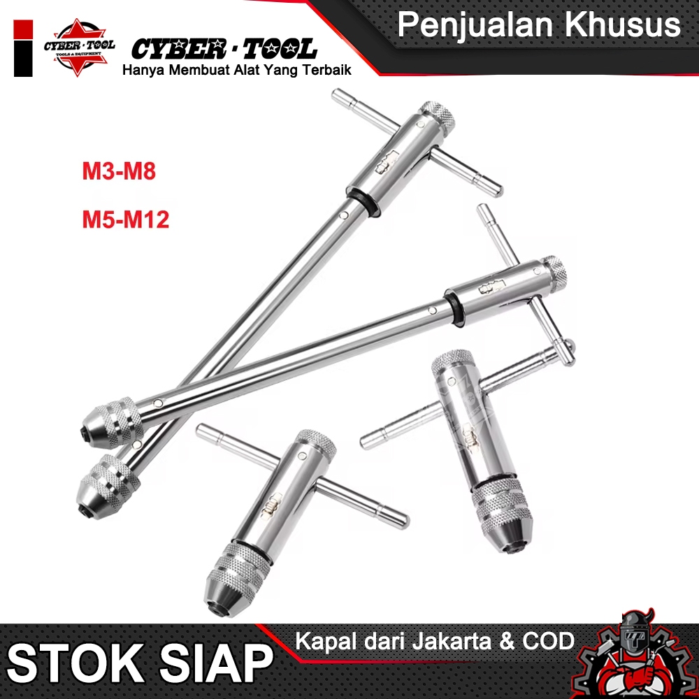 Jual HAND TAP T STANG GAGANG RATCHET ADJUSTABLE TAP WRENCH M3 -M12 PEMBUAT DRAT | Shopee Indonesia