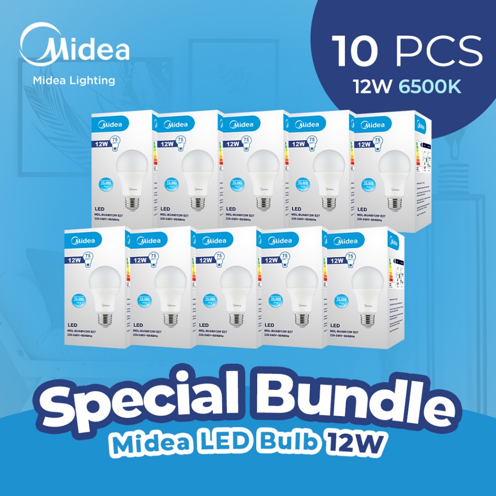 Jual [Bundle] Midea Lighting - Lampu LED Bulb 12W 6500K - Putih - Isi 10 pcs | Shopee Indonesia