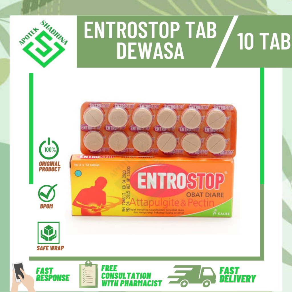 Jual ENTROSTOP TABLET DEWASA 1 STRIP ISI 10 TABLET | Shopee Indonesia