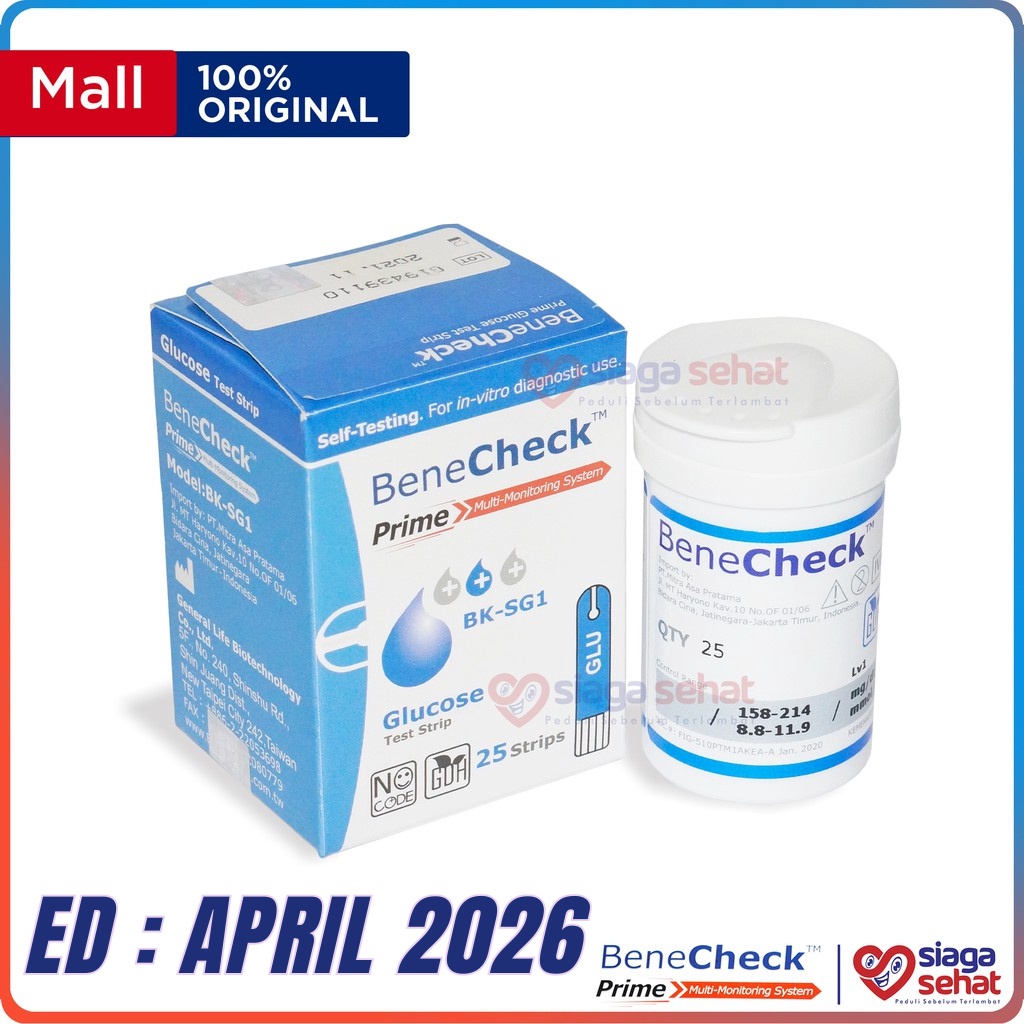 Jual Promo End Year Alat Cek Darah Benecheck PRIME Test Strip Gula ...