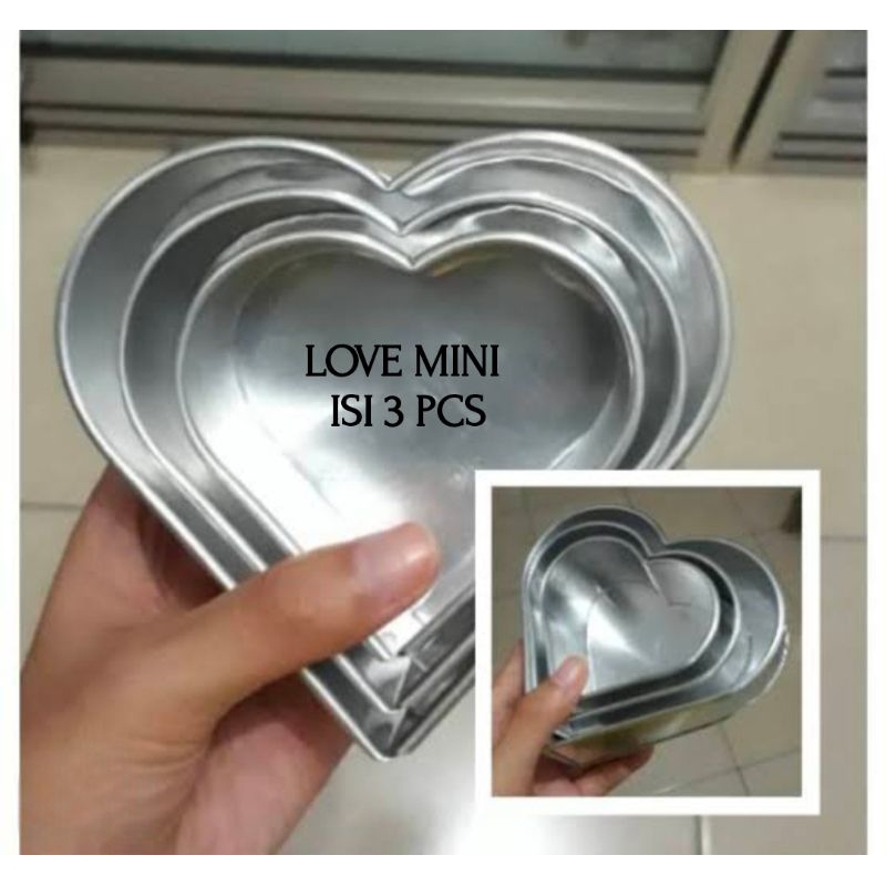 Jual loyang love mini set isi 3 bahan aluminium | Shopee Indonesia
