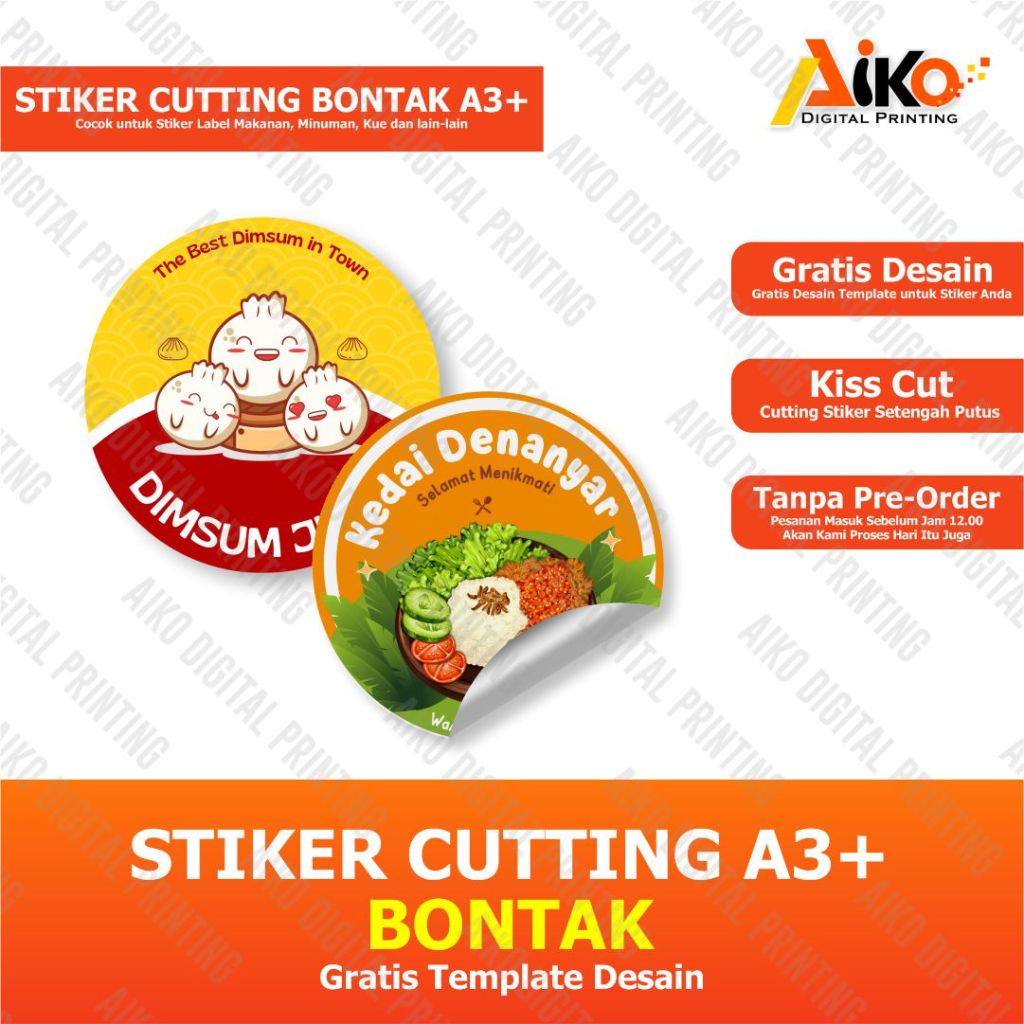 Jual STIKER MAKANAN / MINUMAN LABEL BONTAK A3+ CUTTING KISSCUT DESAIN ...