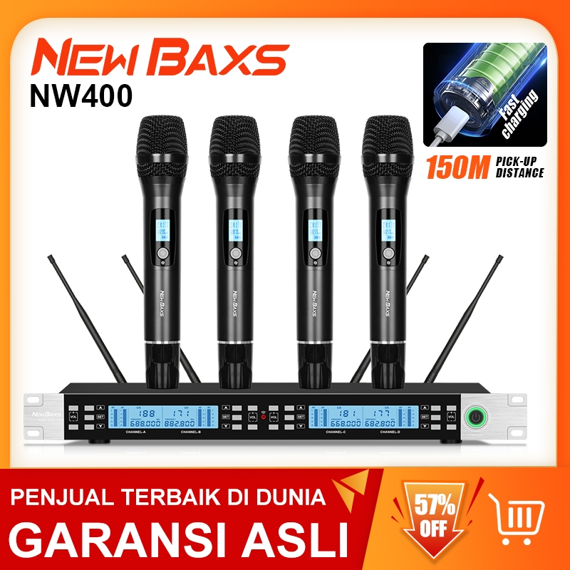 Jual NEW BAXS NW400/NW200 wireless microphone Asli Profesional Genggam ...
