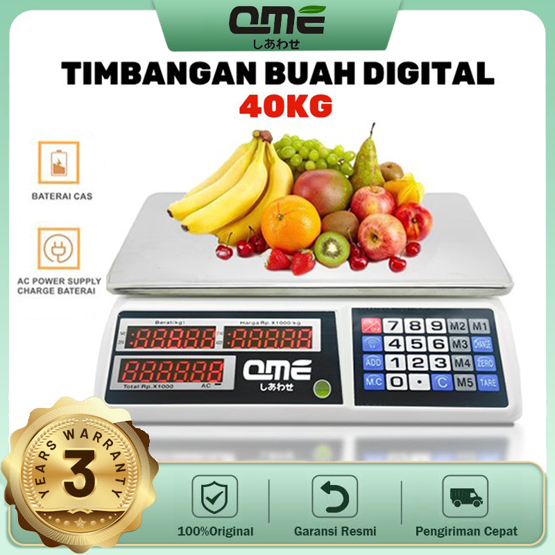 Jual QME Digital Computing Scale 40kg Double Display Timbangan Buah 40kg/Timbangan Buah Digital ...
