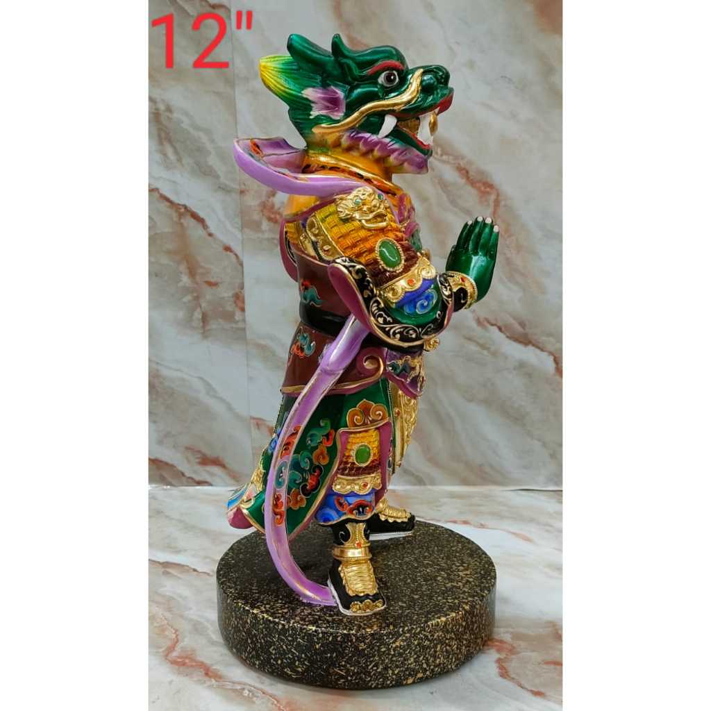 Jual patung dewa raja naga/ hai ling ong / hai ling wang- hijau - kayu ...