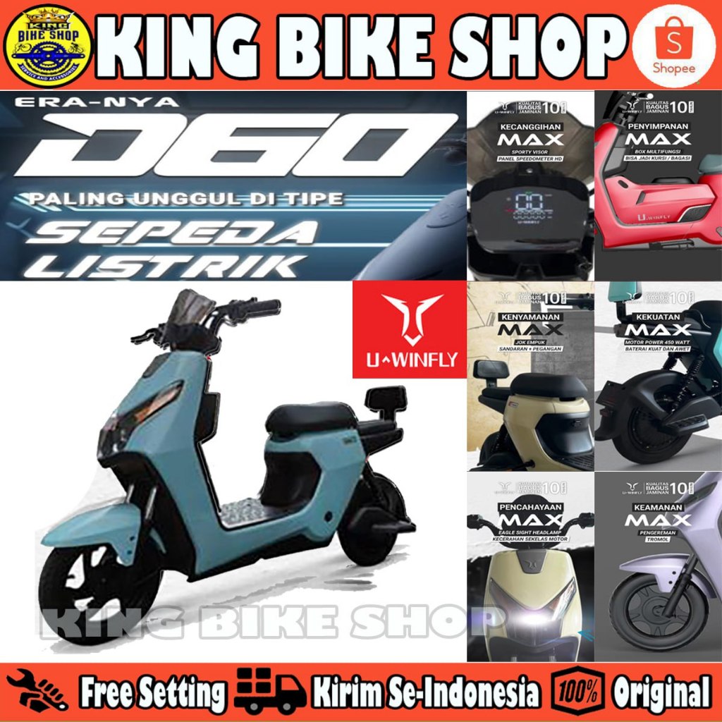 Jual Sepeda Listrik UWINFLY D60 New Design 450 Watt Electric E Bike | Shopee Indonesia