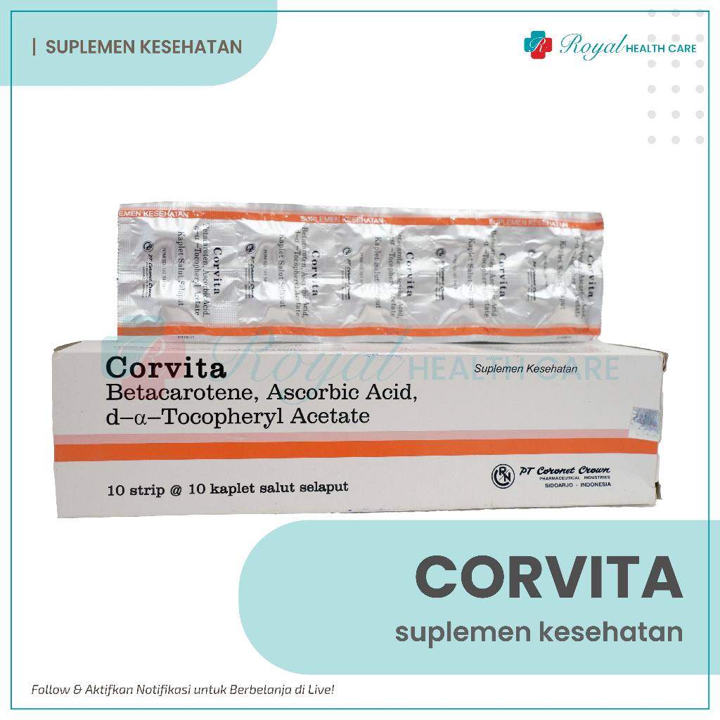 Jual CORVITA STRIP ISI 10 KAPLET Memenuhi Kebutuhan Vitamin A, B dan C ...