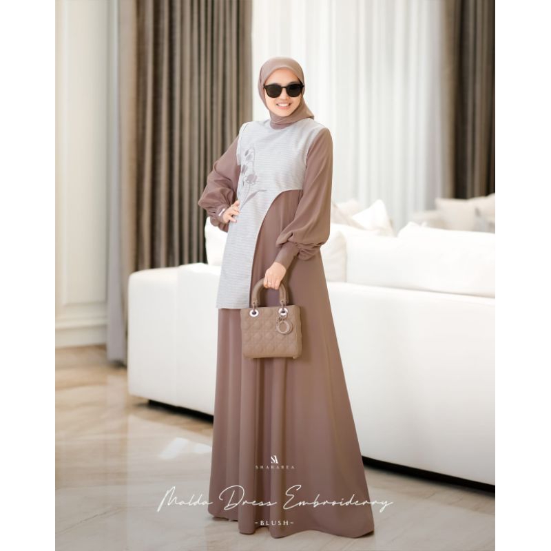 Jual Malda Dress Tulip embroidery accent ( Long Dress Only ) Original ...