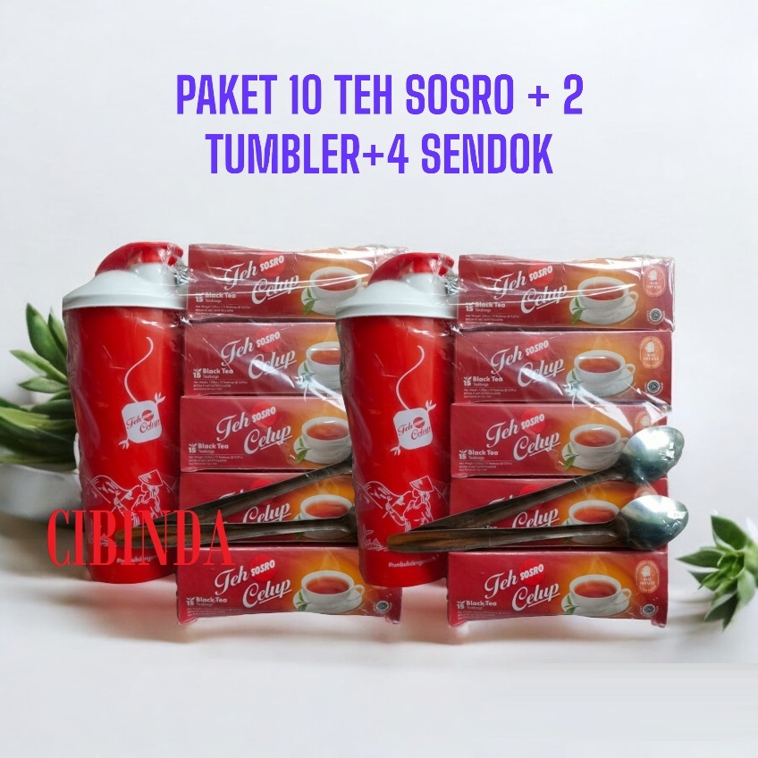 Jual ( 2 PAKET TEH ) PAKET 10 BOX TEH CELUP SOSRO FREE 2 TUMBLER + 4 ...