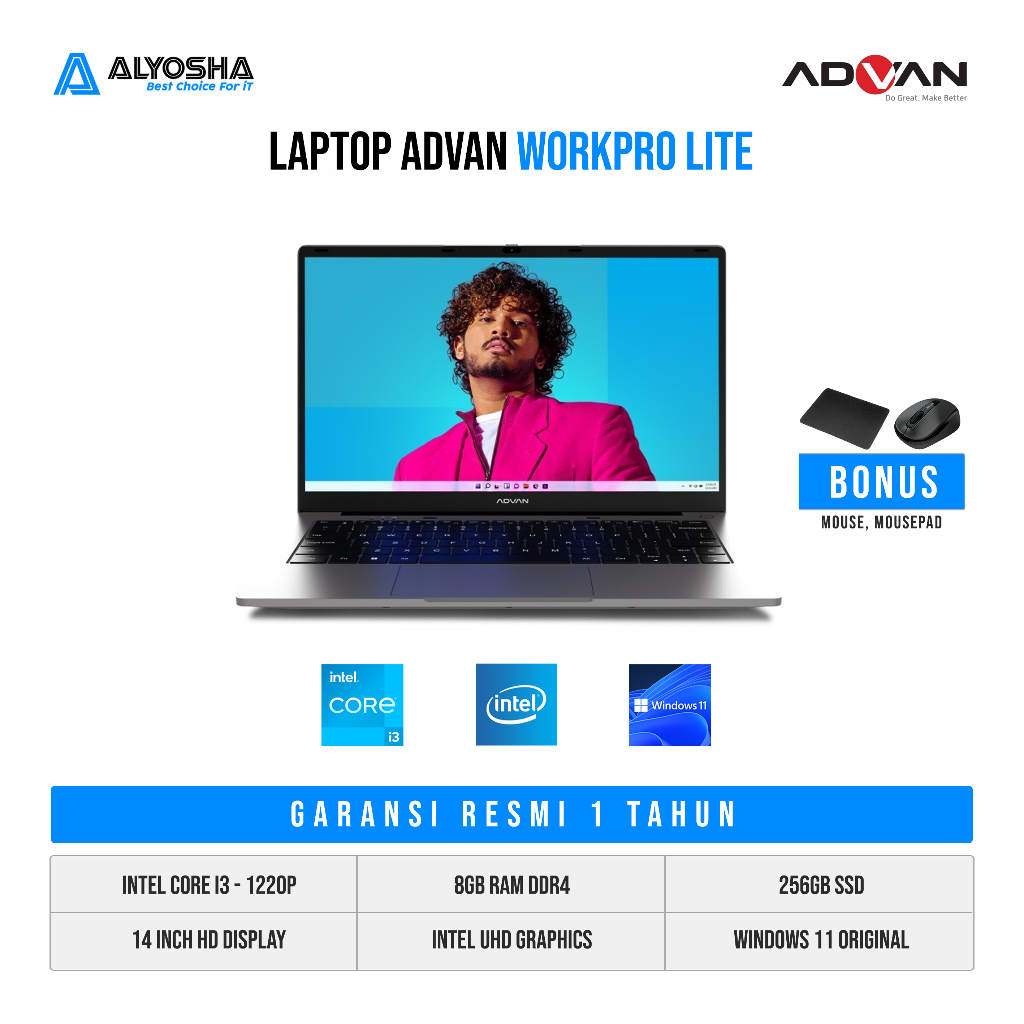 Jual ADVAN WORKPRO LITE | INTEL CORE I3-1220P | 8GB RAM | 256GB | 14 ...