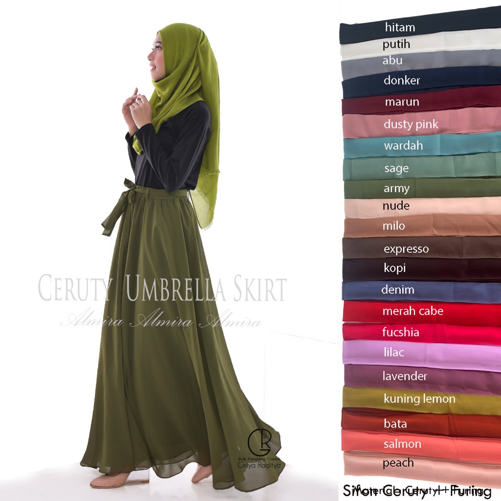 Jual Rok Sifon Panjang Mayung Model Payung Lebar Chiffon Ceruty Ceruti ...