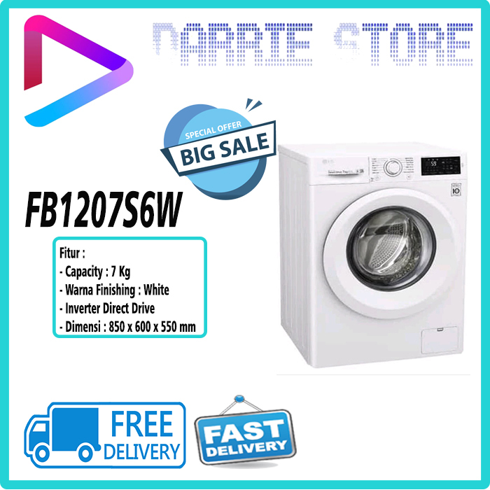 Jual LG FB1207S6W MESIN CUCI FRONT LOADING 7 KG FB1207 1207S6W ...