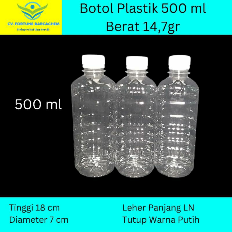 Jual Botol Plastik 500 ml, Botol Plastik 0,5 liter, tebal berat 14,8 gr ...
