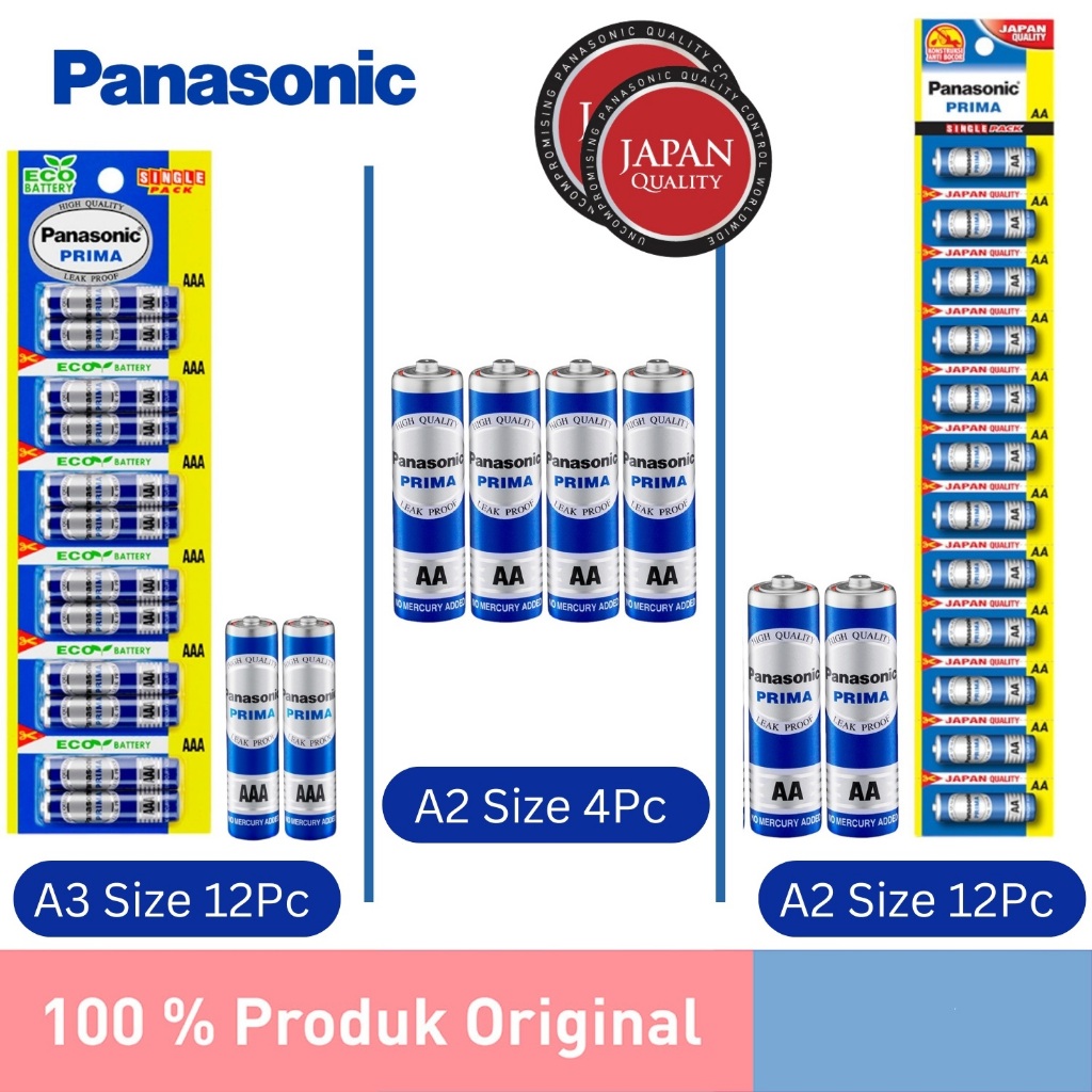 Jual Panasonic Baterai AAA AA Manganese Biru 12pc Battery Manganese ...