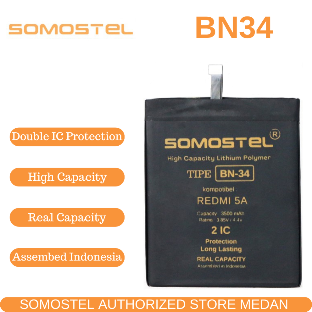 Jual BN34 BN 34 Redmi 5A Batre Batrai Baterai Original Somostel ...