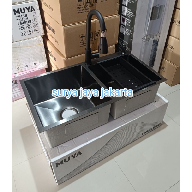 Jual paket komplit kitchen sink 8245 hitam / kitchen Sink stainless 82 ...