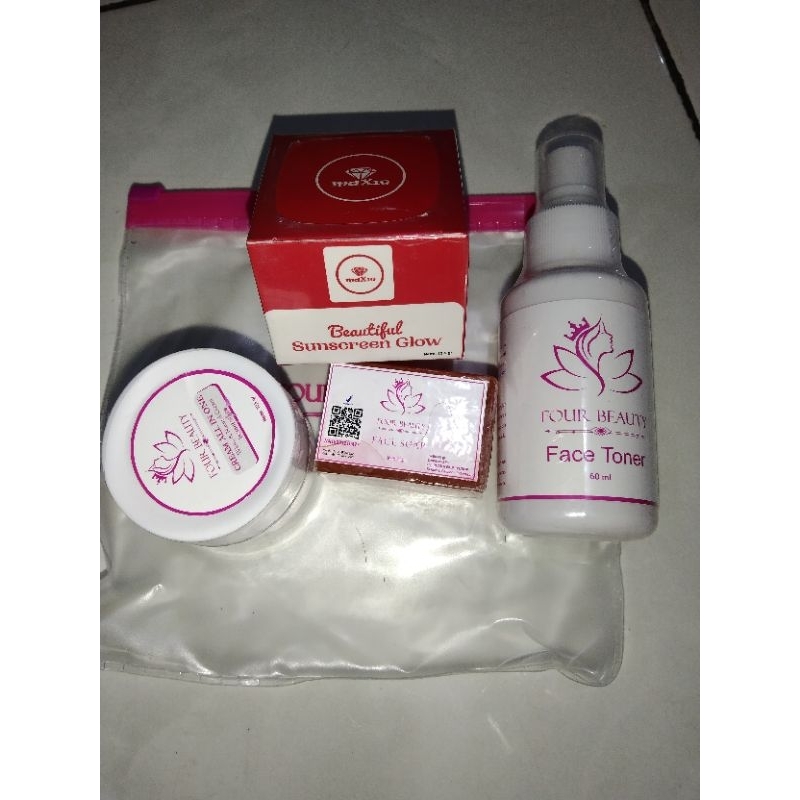 Jual paket glowing four beauty + sunscreen maxie | Shopee Indonesia