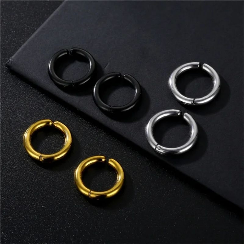 Jual Anting Jepit/ Fake Piercing Model Hoop Titanium Pria dan Wanita (A ...