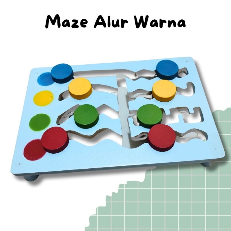 Jual Maze warna / Mencocokan warna / Prewriting / Mainan Kayu Puzzle ...