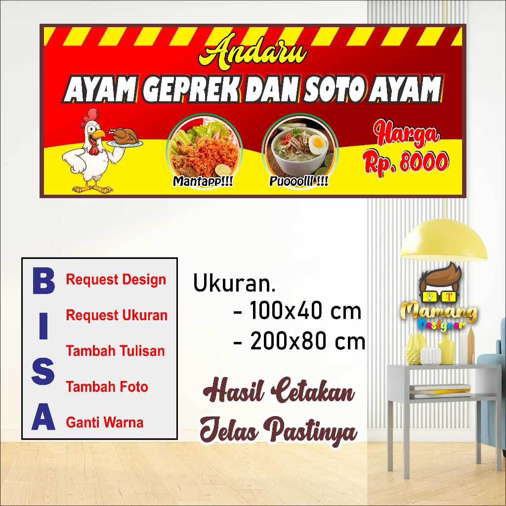 Jual Custom Banner Spanduk MMT Ayam Geprek dan Soto Ayam Keren Murah bb ...