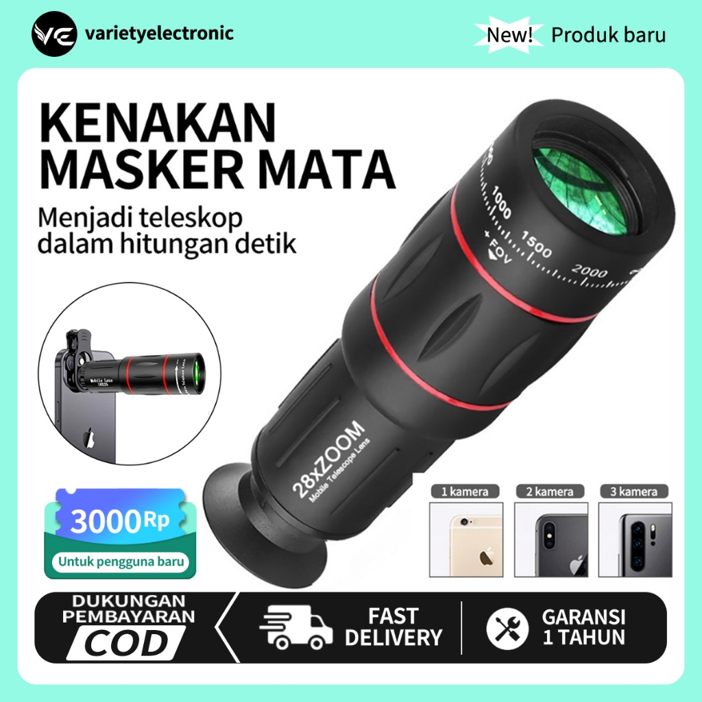 Jual 28X Lensa Tele Zomm HP Lens Kamera TeleZoom Apexel 28x25 Universal ...