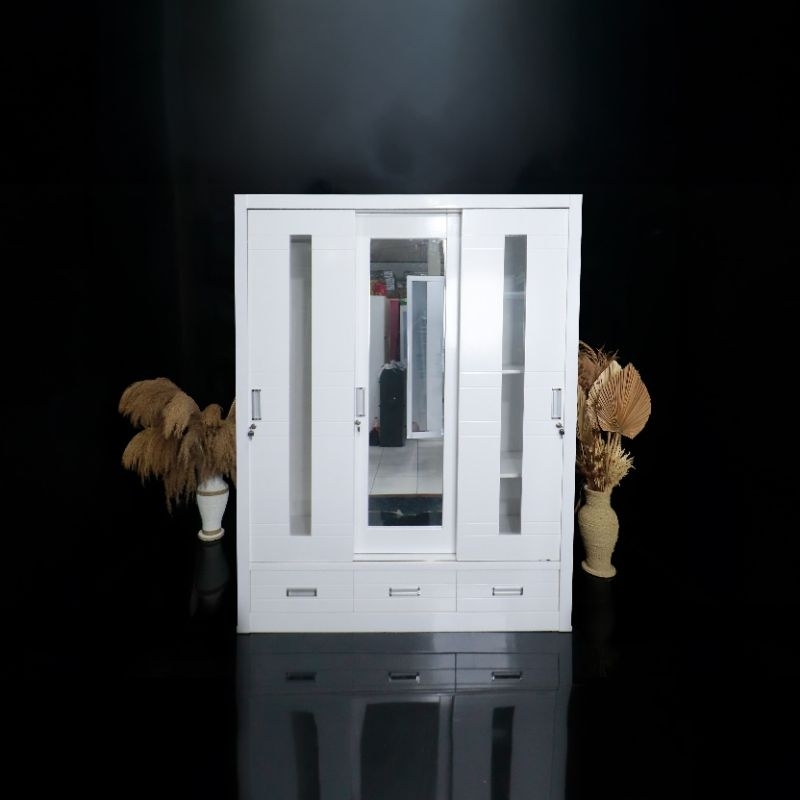 Jual lemari pakaian 3 pintu sliding minimalis/lemari baju/lemari duco | Shopee Indonesia