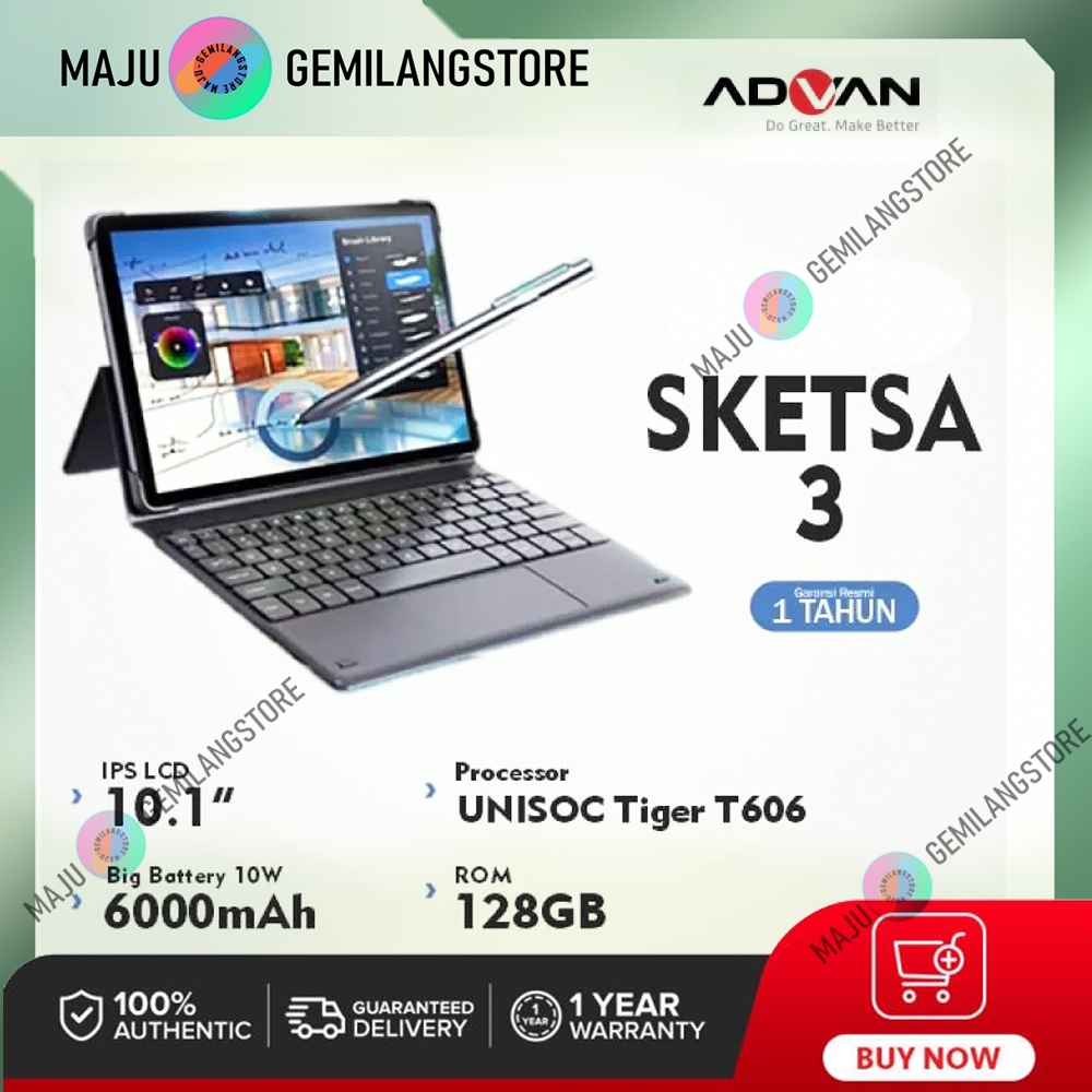 Jual ADVAN Tab Sketsa 3 ram 6GB 128GB Tablet, Pen & Keyboard 10.1" HD ...
