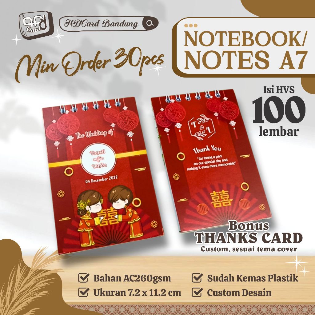 Jual Notes A7 100 Lembar Souvenir Notebook Custom Suvenir Nikah Khitan ...