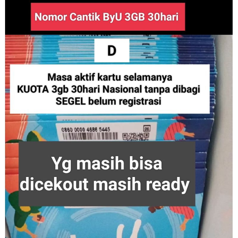 Jual D) Nomor cantik ByU 3GB 30HARI | Shopee Indonesia
