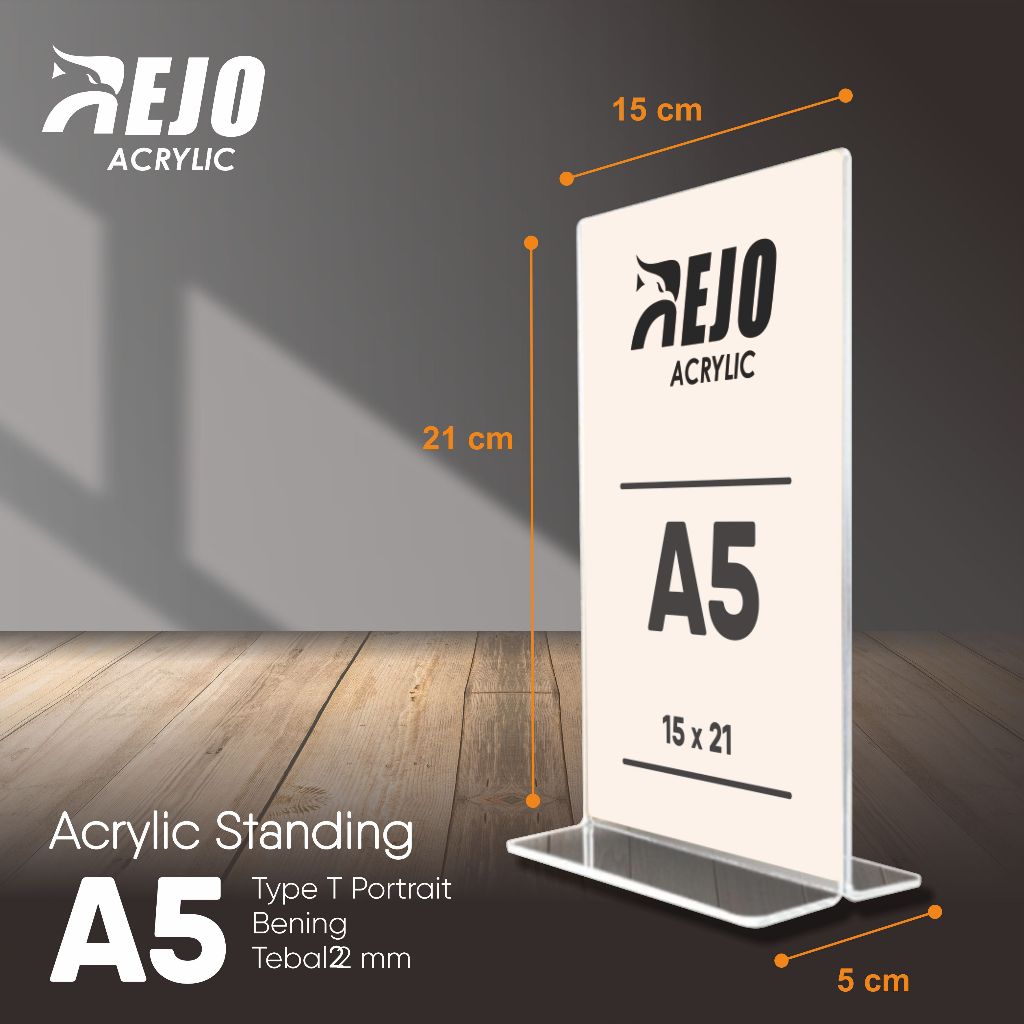 Jual Acrylic Display standing A5 Tent Card akrilik meja ukuran 15x21 cm ...