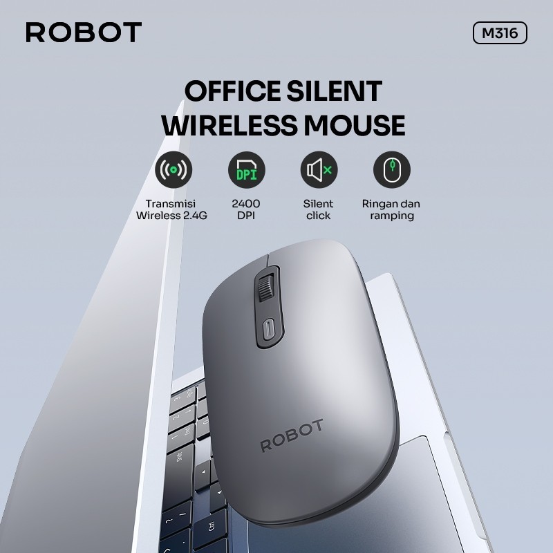 Jual Robot M316 Mouse Wireless Silent Click Mouse Office 2400 DPI ...