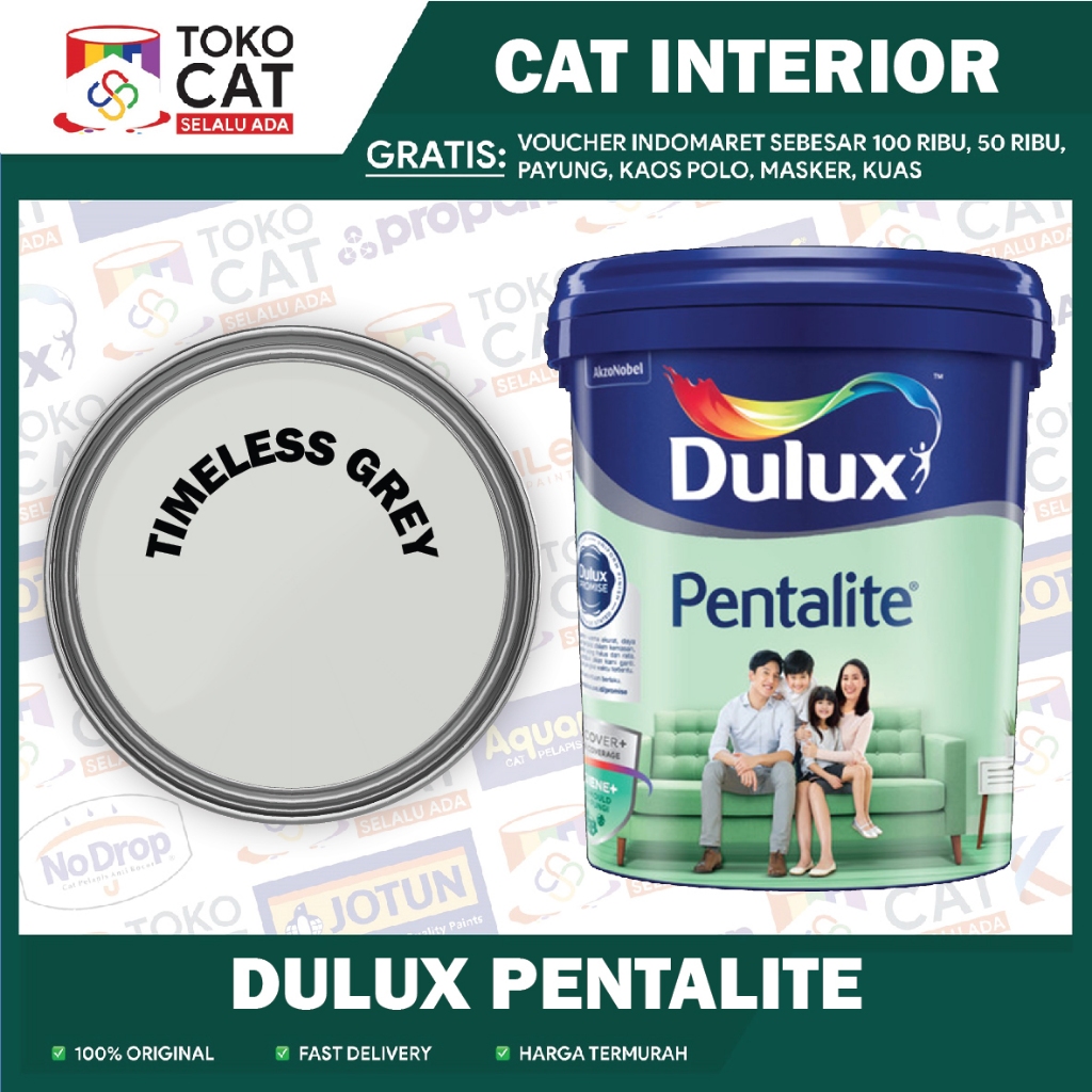 Jual Cat Tembok Interior | Dulux Pentalite TIMELESS GREY 20 L | Kemasan Pail | Shopee Indonesia