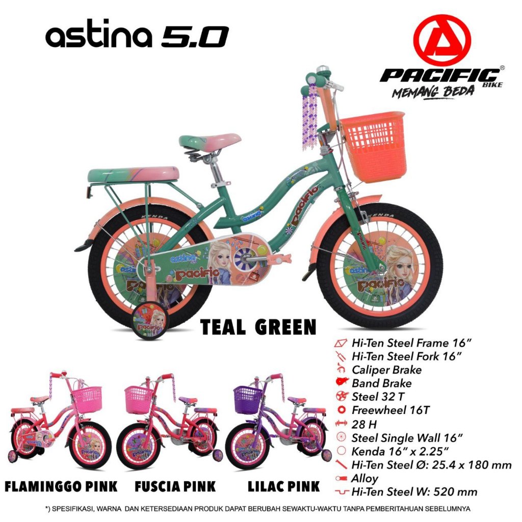 Jual Sepeda MIni Anak Perempuan Pacific Astina 5.0 CTB 16,18,20x2.125 ...