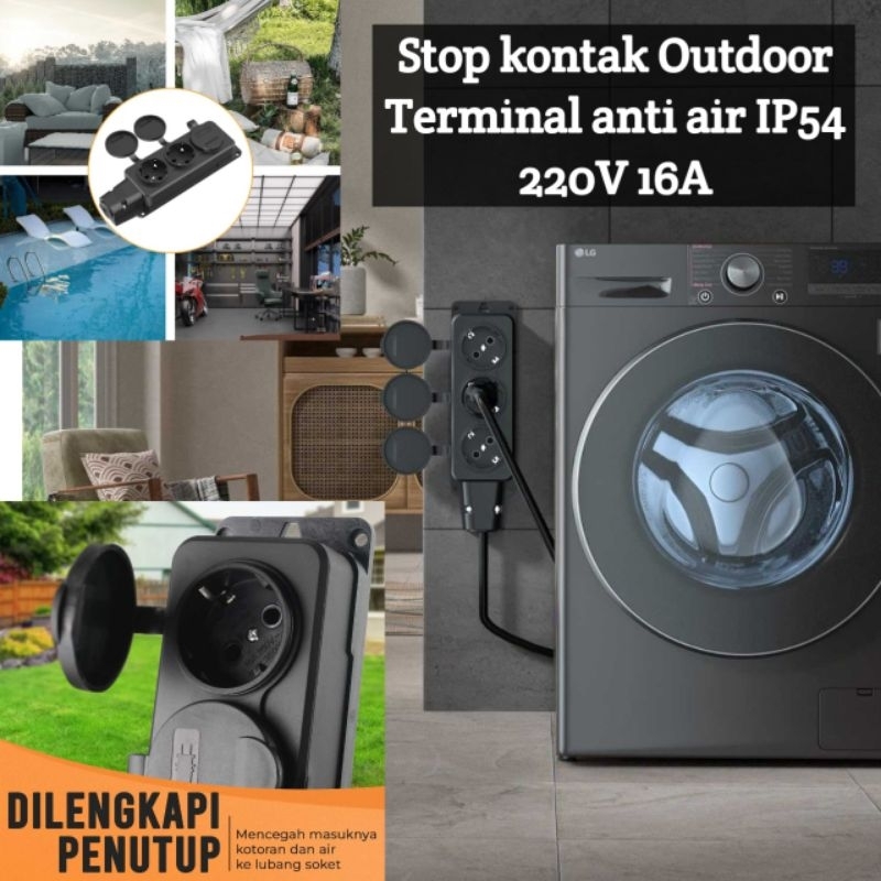 Jual Stopkontak Outdoor Terminal Anti Air IP54 16A 250V EU steker soket ...