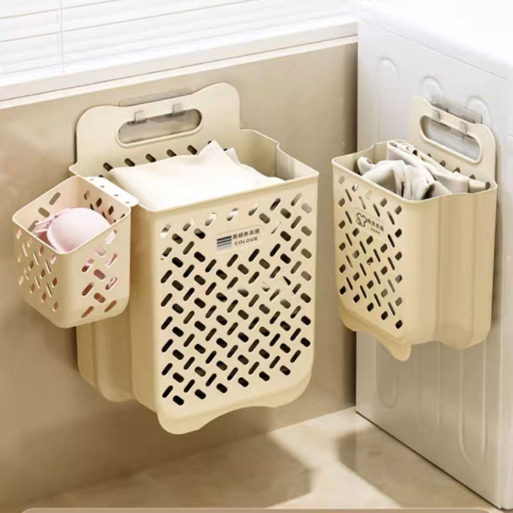Jual Keranjang Baju Kotor Plastik Lipat Pakaian Laundry Box Gantung ...