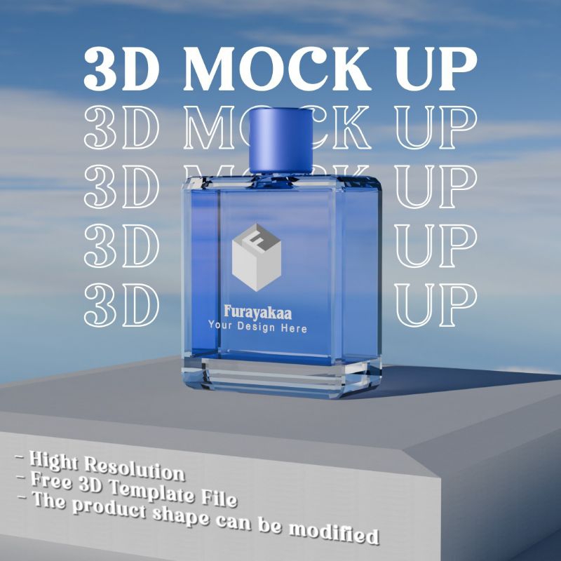 Jual Foto Produk / Iklan 3D Desain untuk produk parfum || Mock up 3D ...