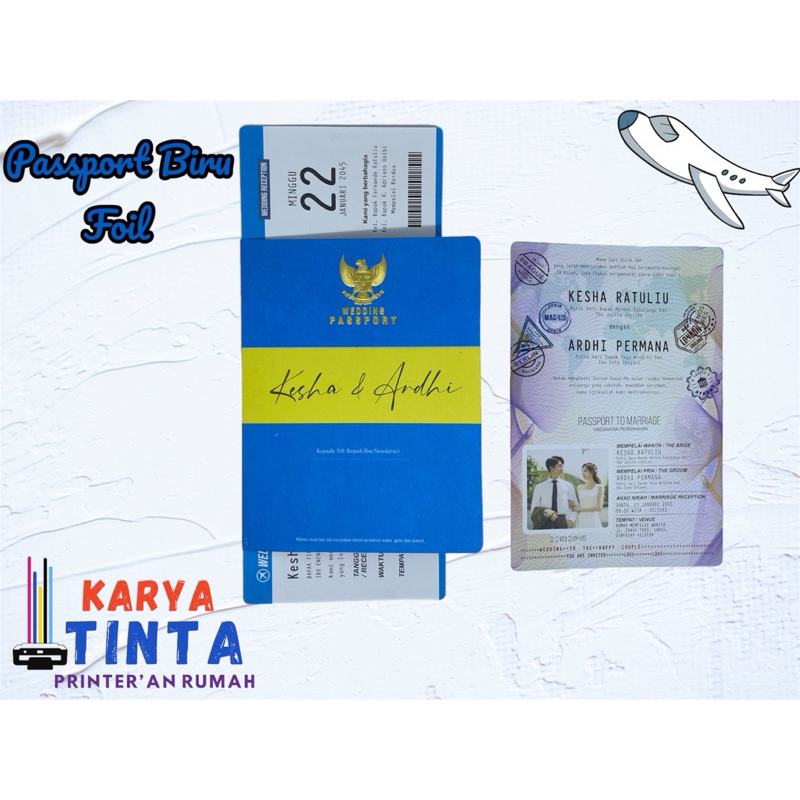 Jual Undangan Pernikahan Passport Biru Foil Gold Full Color | Shopee ...