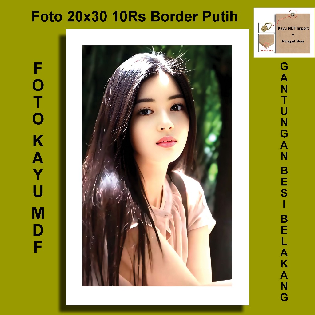 Jual CETAK FOTO MDF BORDER PUTIH UKURAN 20X30CM + BINGKAI KAYU MDF ...
