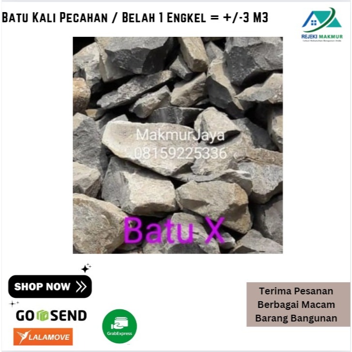 Jual Batu Kali Pecahan / Belah 1 Engkel = +/-3 M3 | Shopee Indonesia