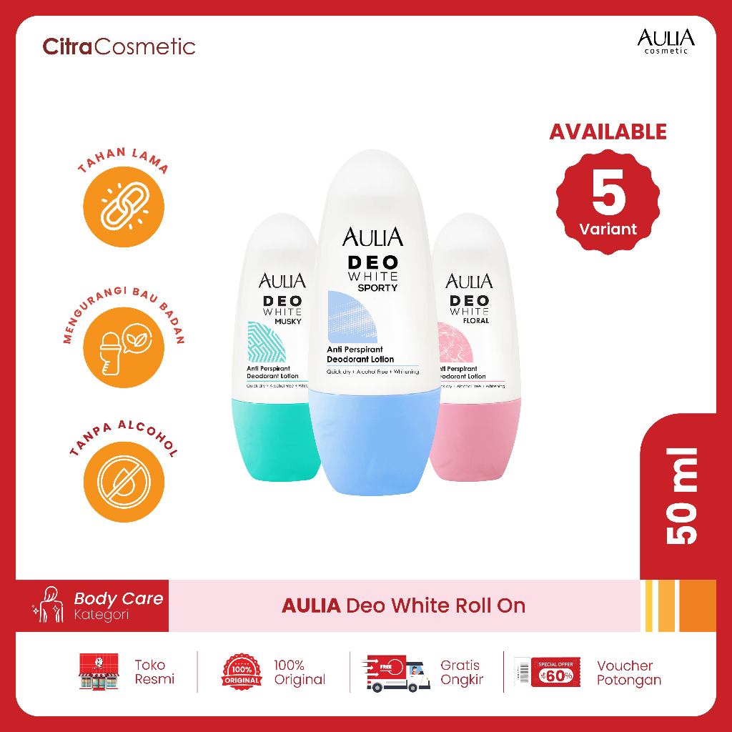 Jual ️CitraCosmetic ️ Aulia Deo White Roll On 50 Ml | Shopee Indonesia