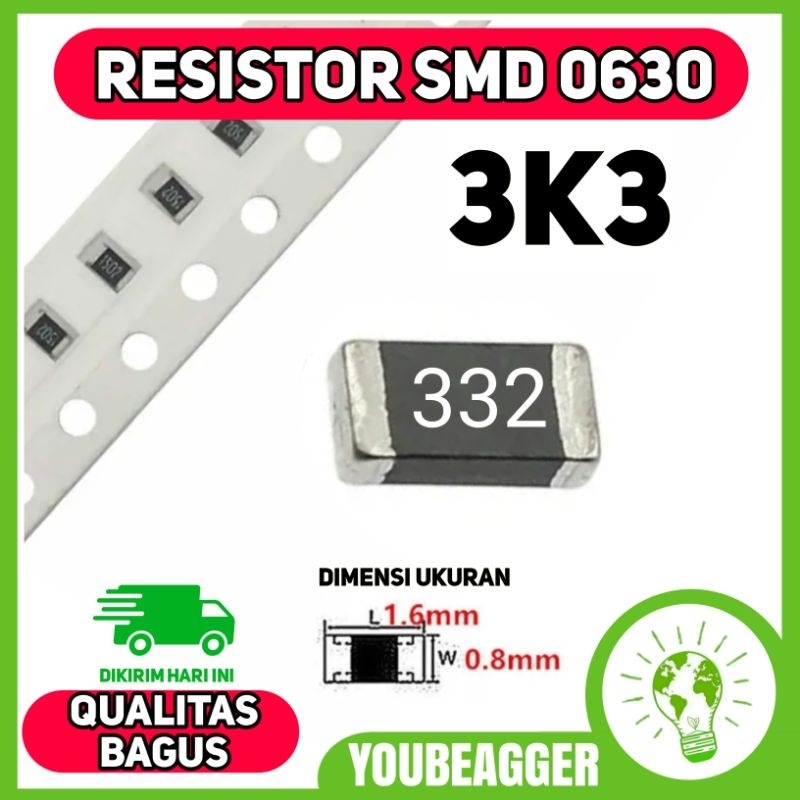 Jual Resistor smd 3K3 332 tipe 0603 | Shopee Indonesia